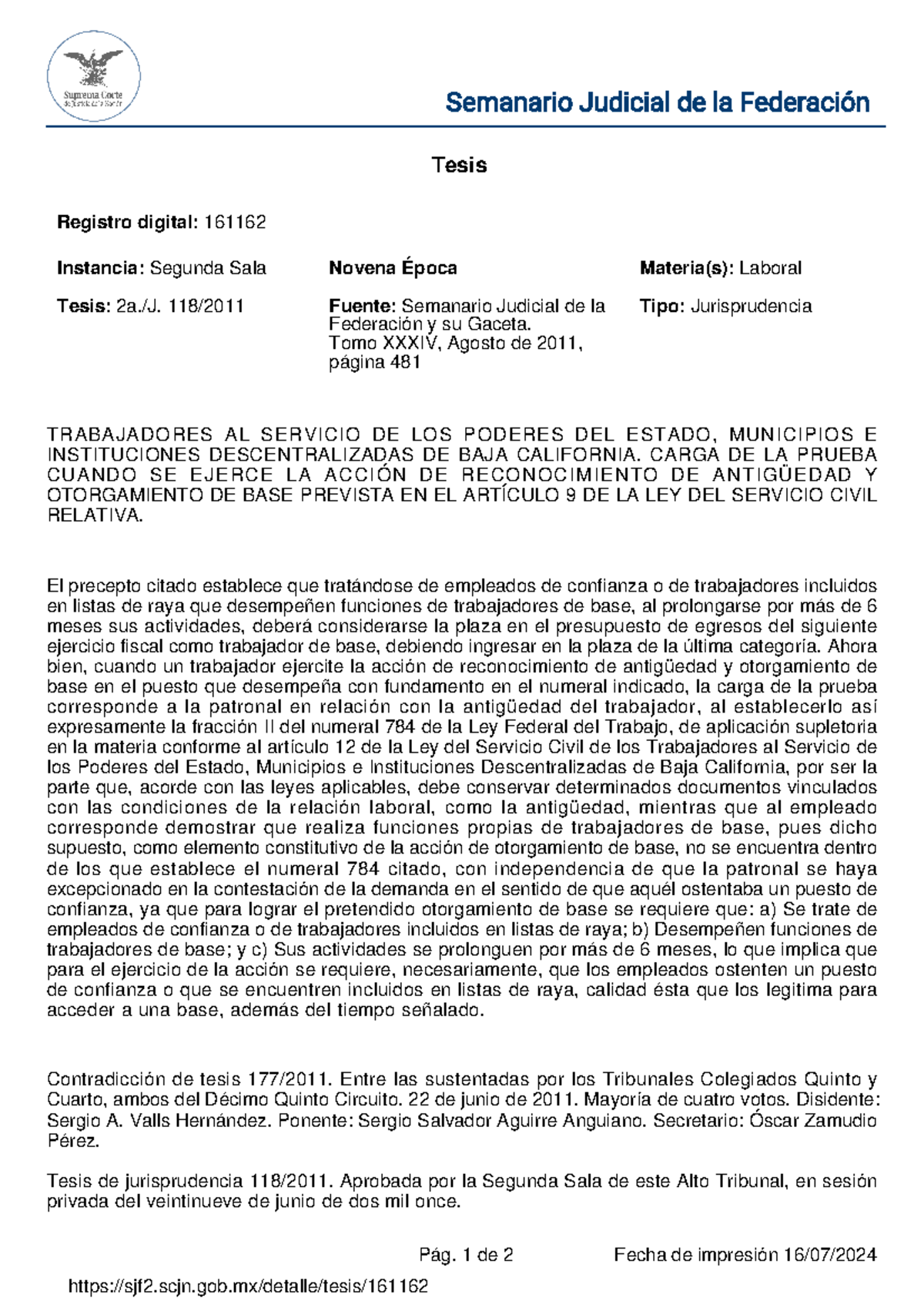 Tesis 161162 - bdbdbdb - Tesis Registro digital: 161162 TRABAJADORES AL ...