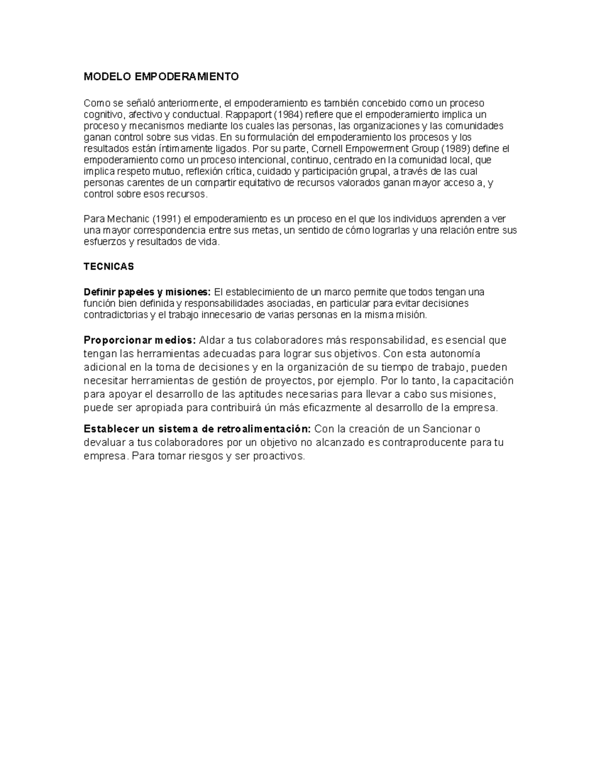 Modelo Empoderamiento psicosocial de la psicologia - MODELO ...