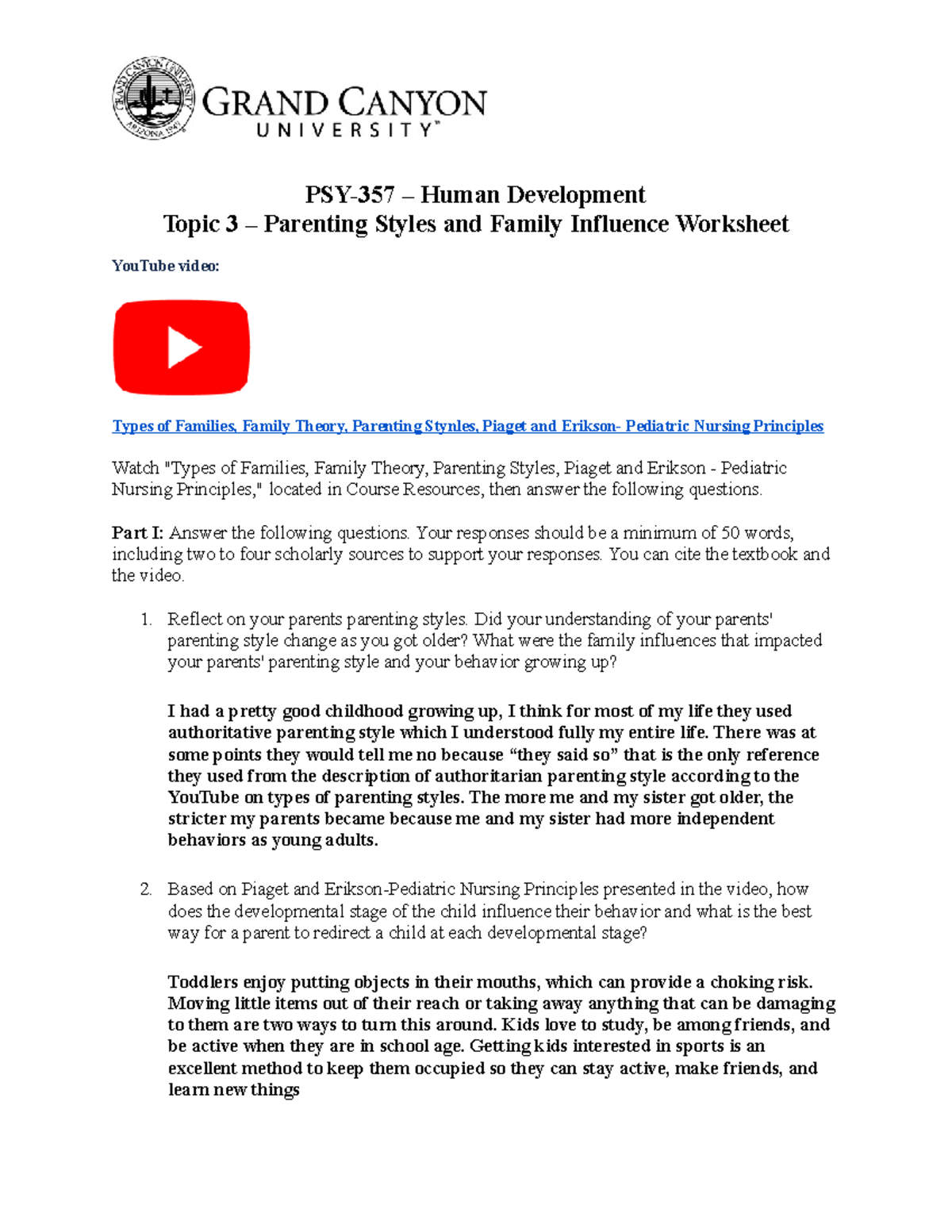 Parenting Styles Family Influence - PSY-357 – Human Development Topic 3 ...