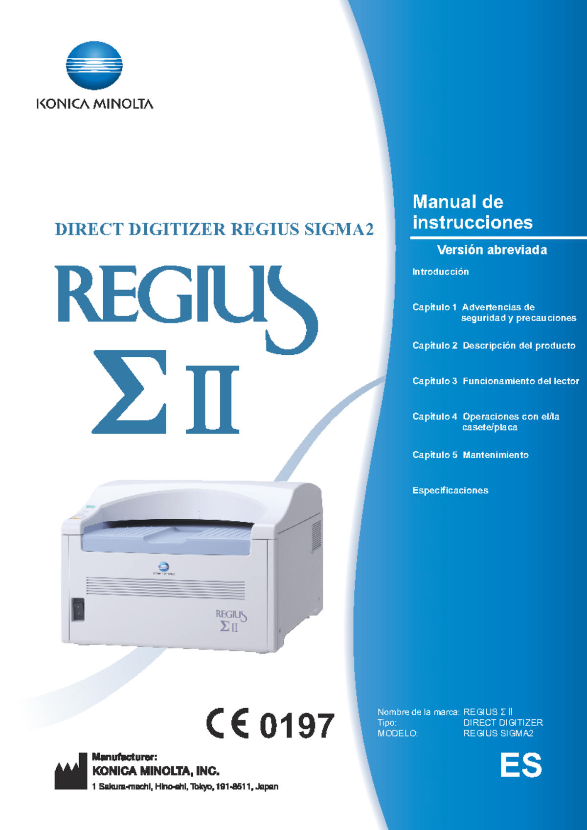 Ilide - Nombre de la marca: Tipo: MODELO: REGIUS Σ DIRECT DIGITIZER ...