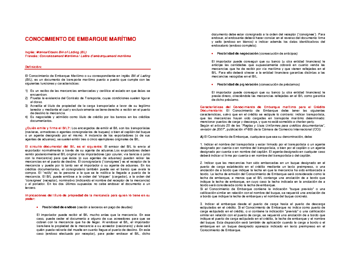 Conocimiento de embrq - modelos de BL - CONOCIMIENTO DE EMBARQUE ...