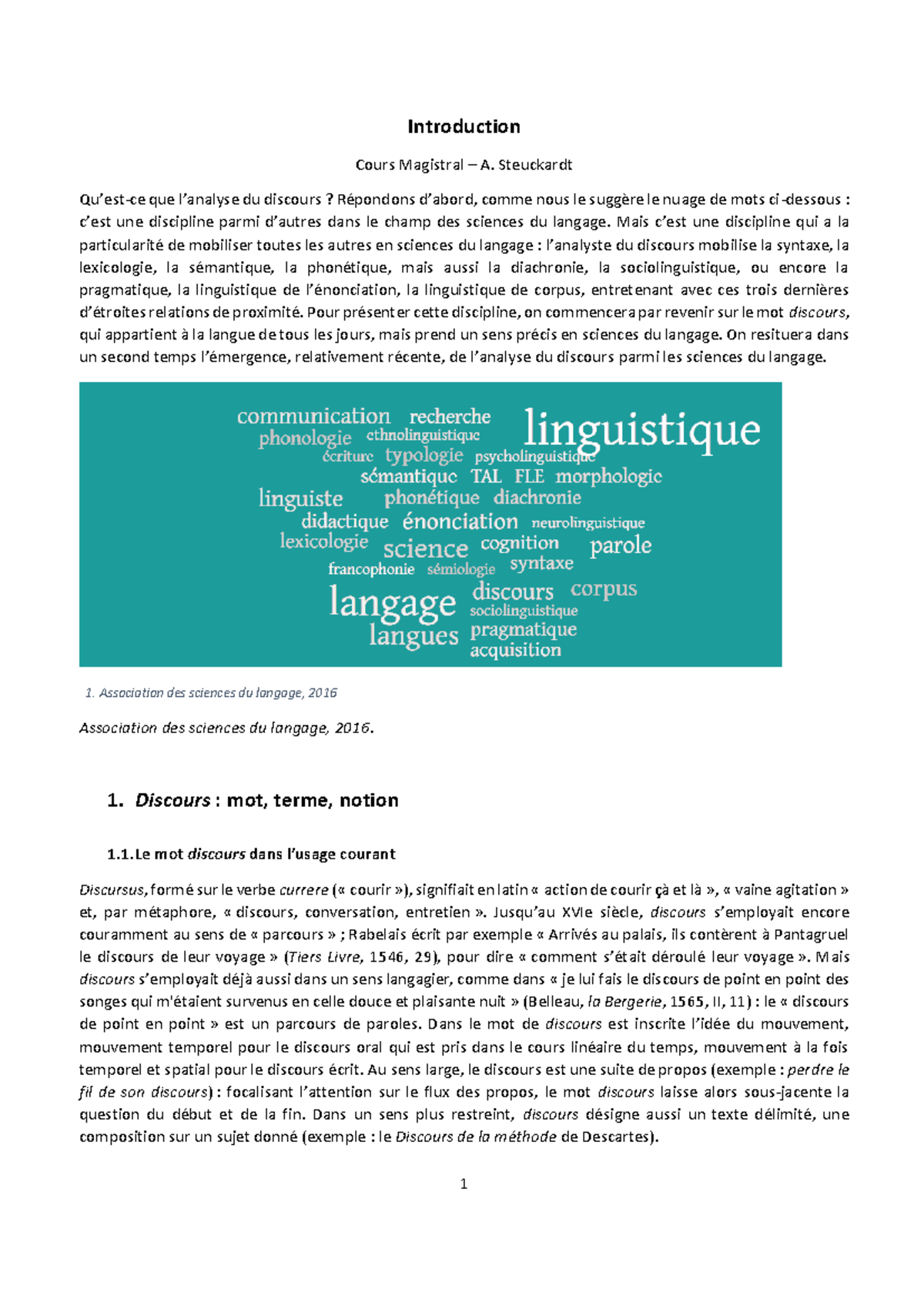 Cours EAD analyse de discours - Introduction Cours Magistral – A ...