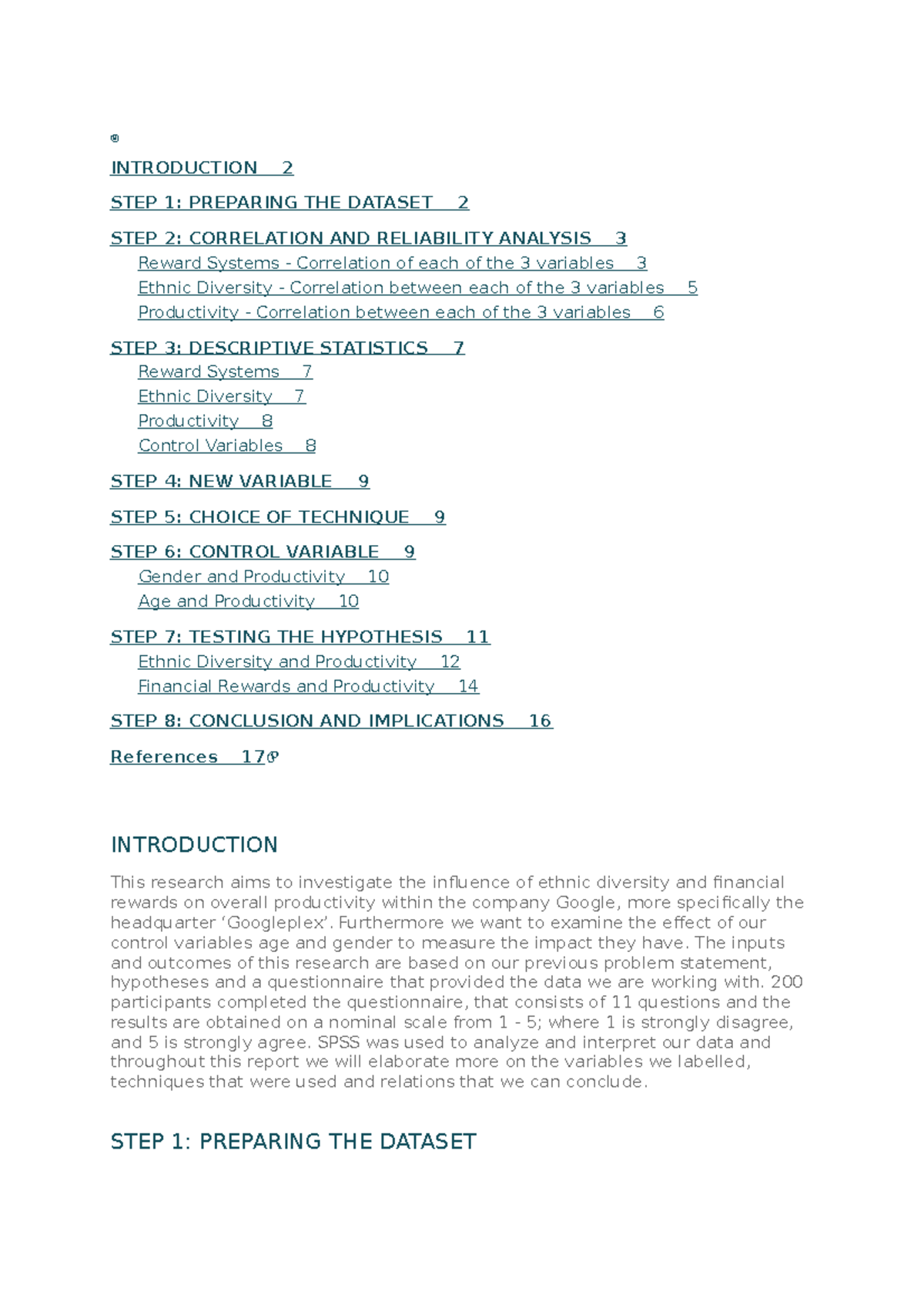Research Methodology Assignment 2 - INTRODUCTION 2 STEP 1: PREPARING ...