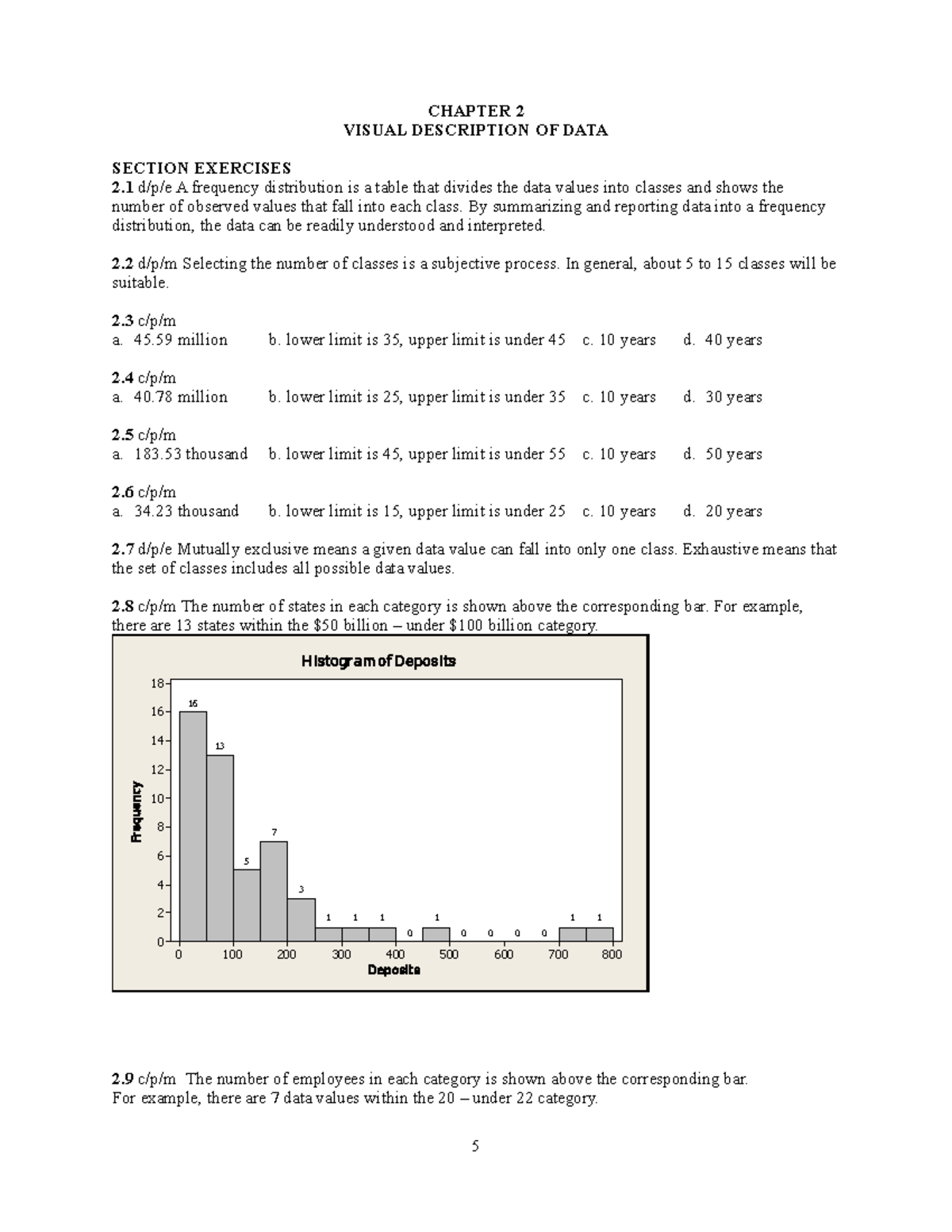Chapter 2 answers key - CHAPTER 2 VISUAL DESCRIPTION OF DATA SECTION ...