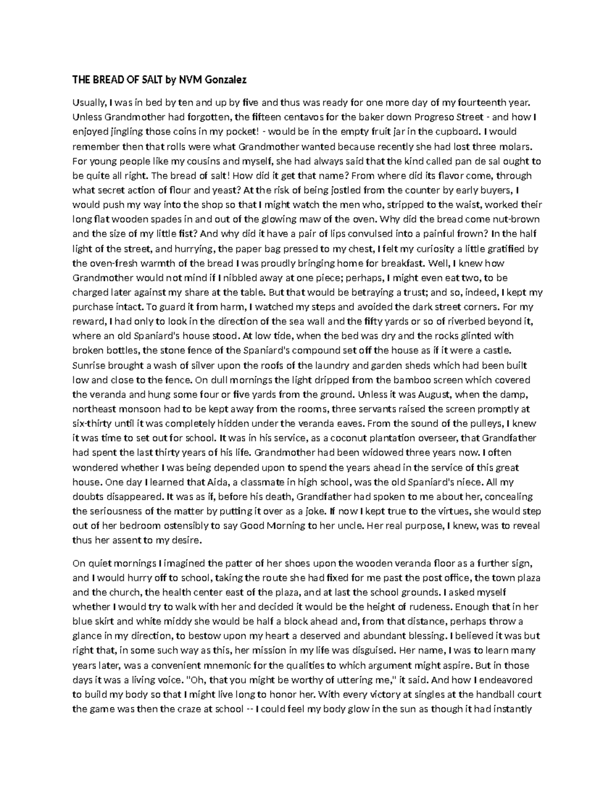 Inbound 262024276608974620 - THE BREAD OF SALT by NVM Gonzalez Usually ...