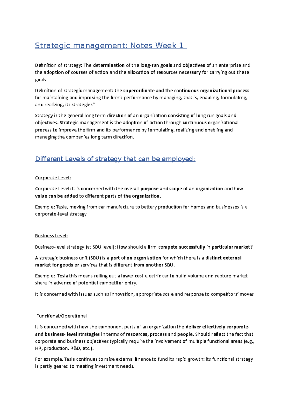 Strategic management Notes - Strategic management is the adoption of ...