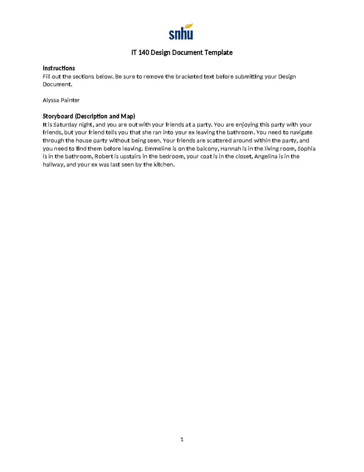 It 140 Design Document Template It 140 Design Document Template Instructions Fill Out The