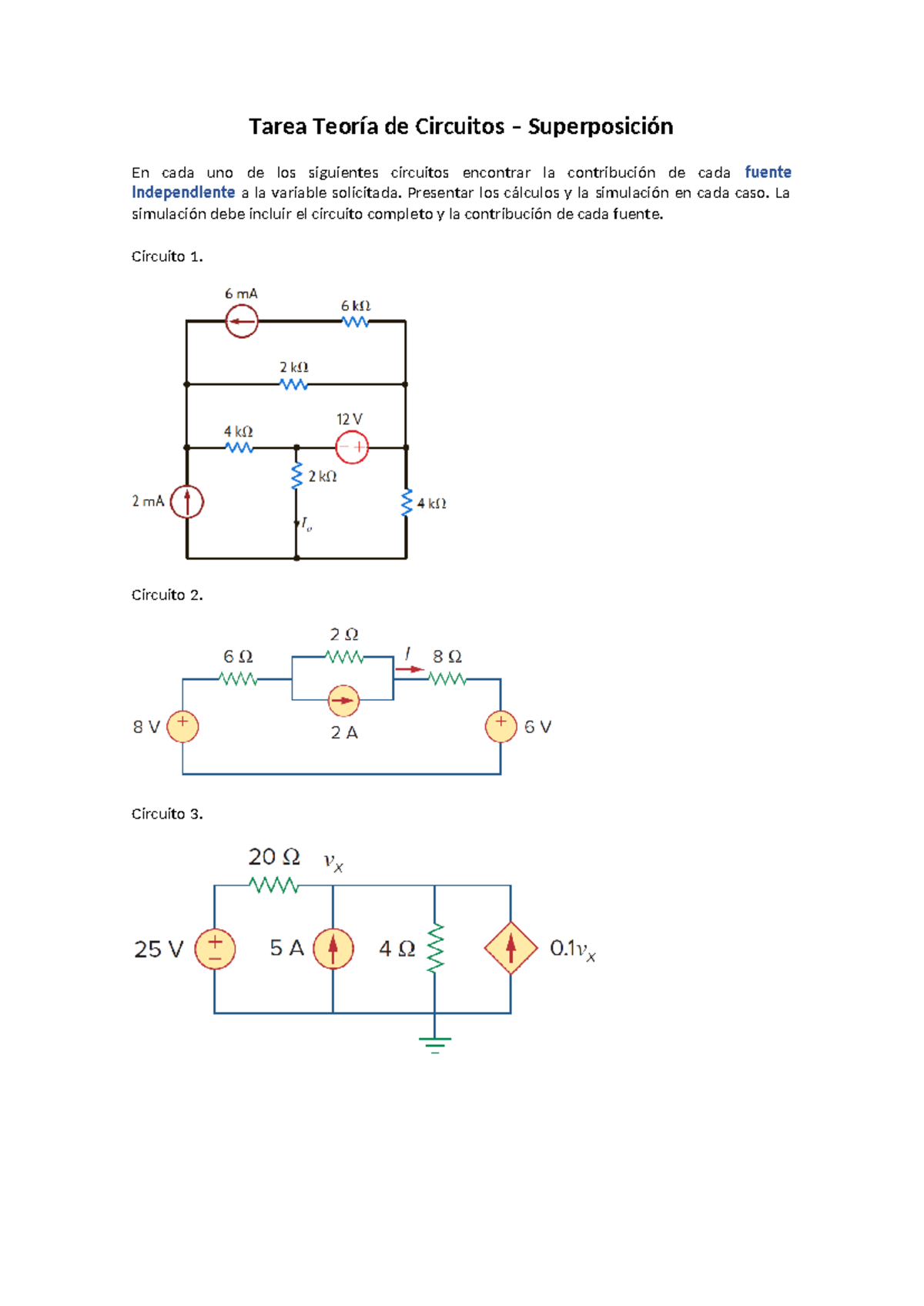 Tarea - Superposicion - dsadasdsa - Teoria de Circuitos 1 - Tarea ...