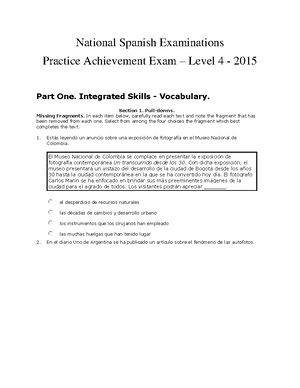 Spanish 1 - Practice test - ASSESSMENT & DIAGNOSTIC TEST - SPANISH ...