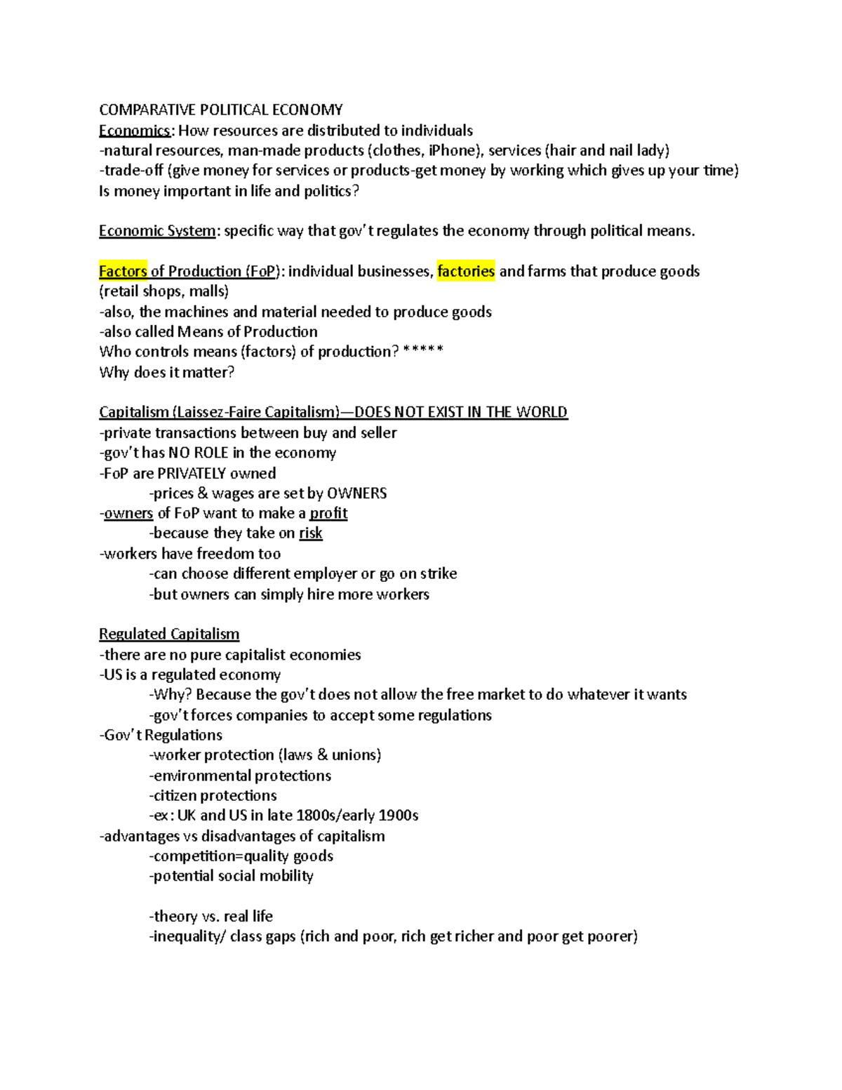 Poli2053-lec10 - Lecture/PowerPoint 10 notes (Final) - COMPARATIVE ...