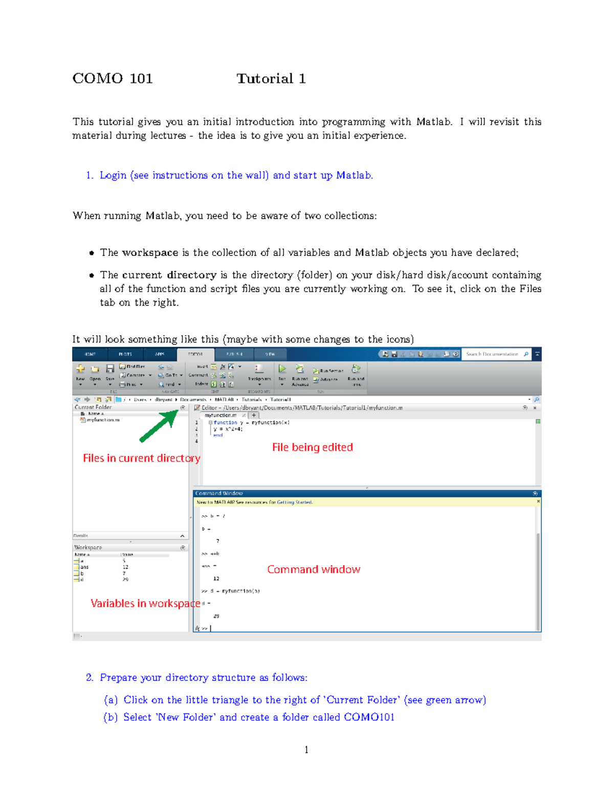 Tutorial 1 - COMO 101 Tutorial 1 This tutorial gives you an initial ...