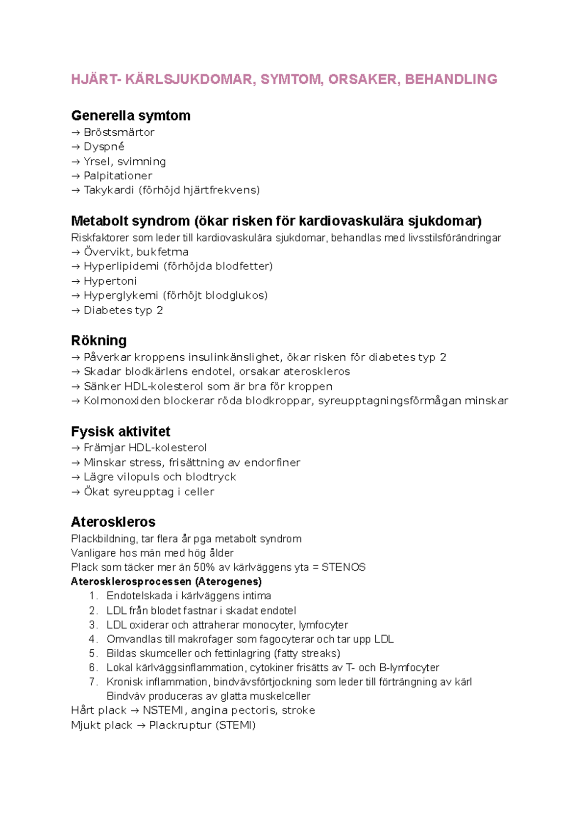 Kardiovaskulära sjukdomar och LM - HJÄRT- KÄRLSJUKDOMAR, SYMTOM ...