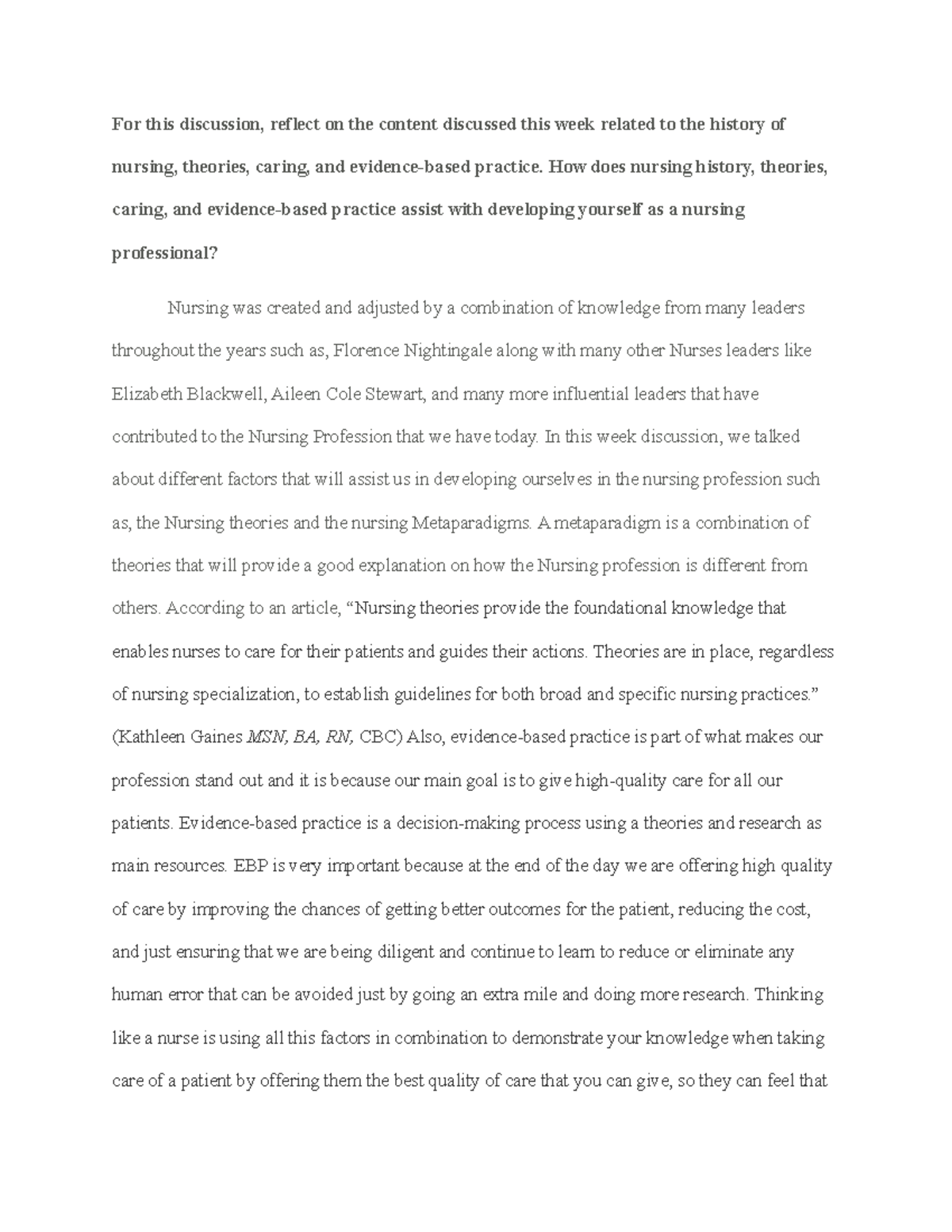 Module 1 discussion - For this discussion, reflect on the content ...