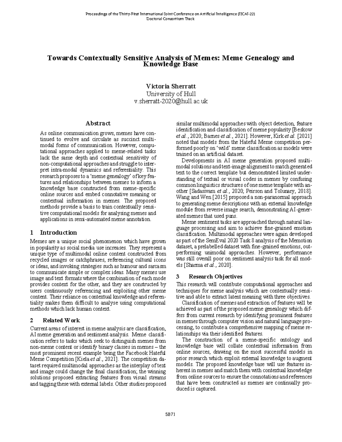 0838 - N/A - MEMO - Abstract As online communication grows, memes have ...