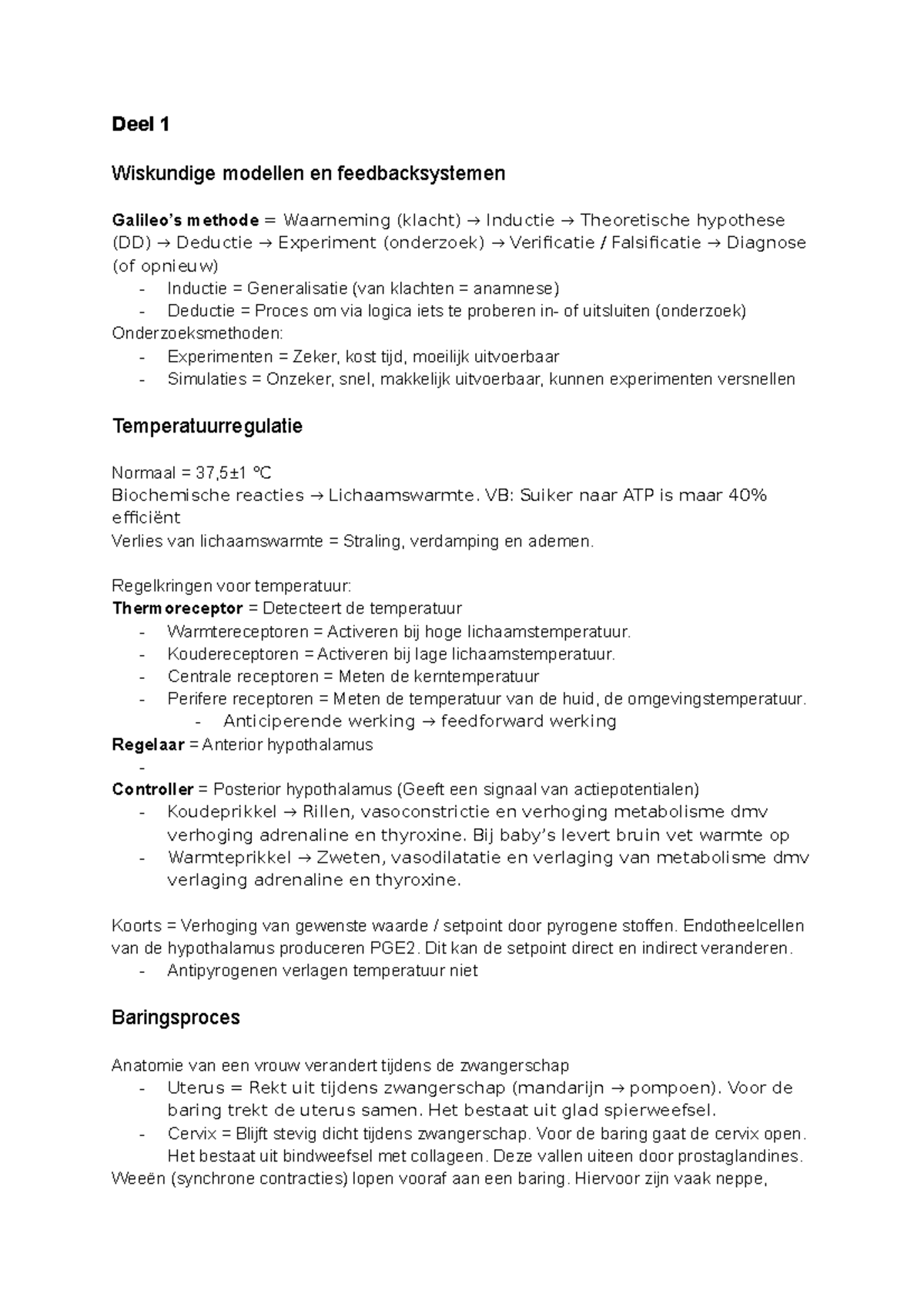 Sturing en Stofwisseling alle belangrijke stof - Deel 1 Wiskundige ...