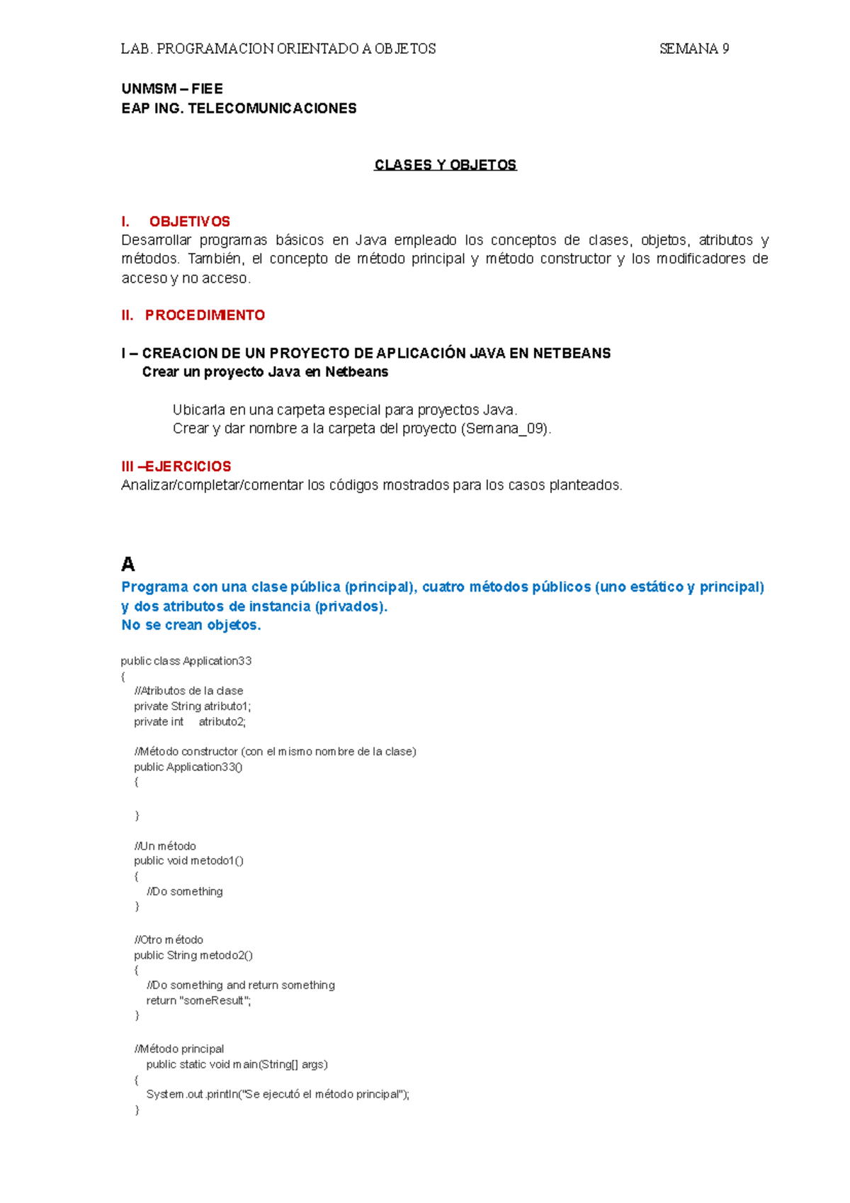 LAB. 09 - Clases y objetos Programas básicos en Java - EJERCICIOS ...