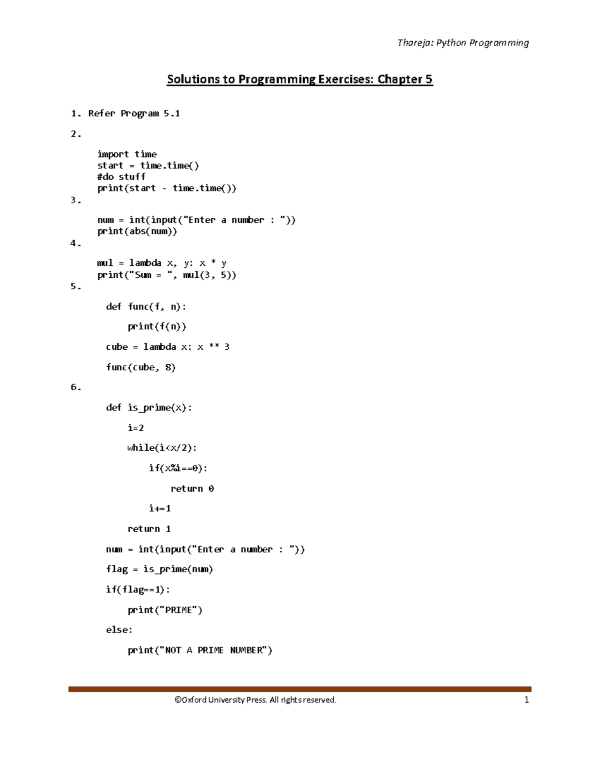 Chapter 5 - 2021 - Solutions to Programming Exercises: Chapter 5 Refer Program 5. import time ...