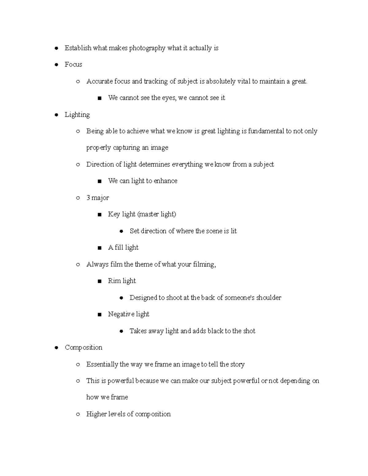 Untitled document - notes - Establish what makes photography what it ...