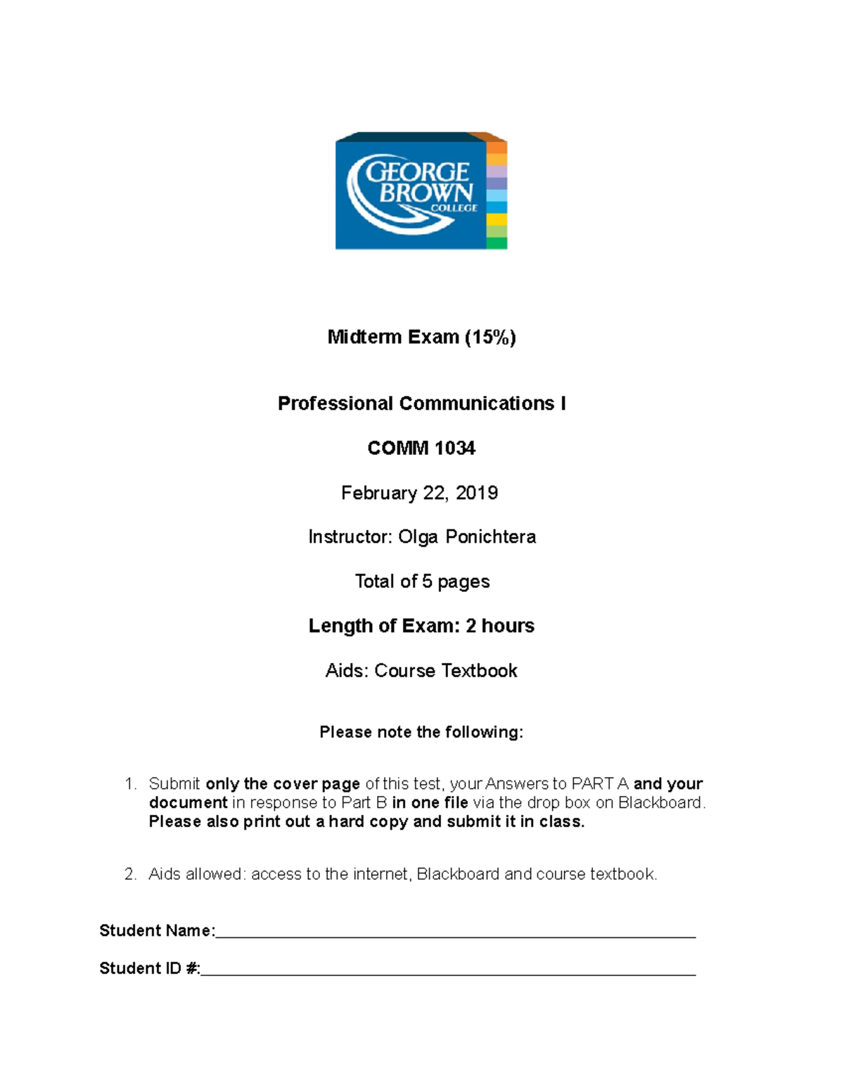 Midterm Exam - Please also print out a hard copy and submit it in class ...