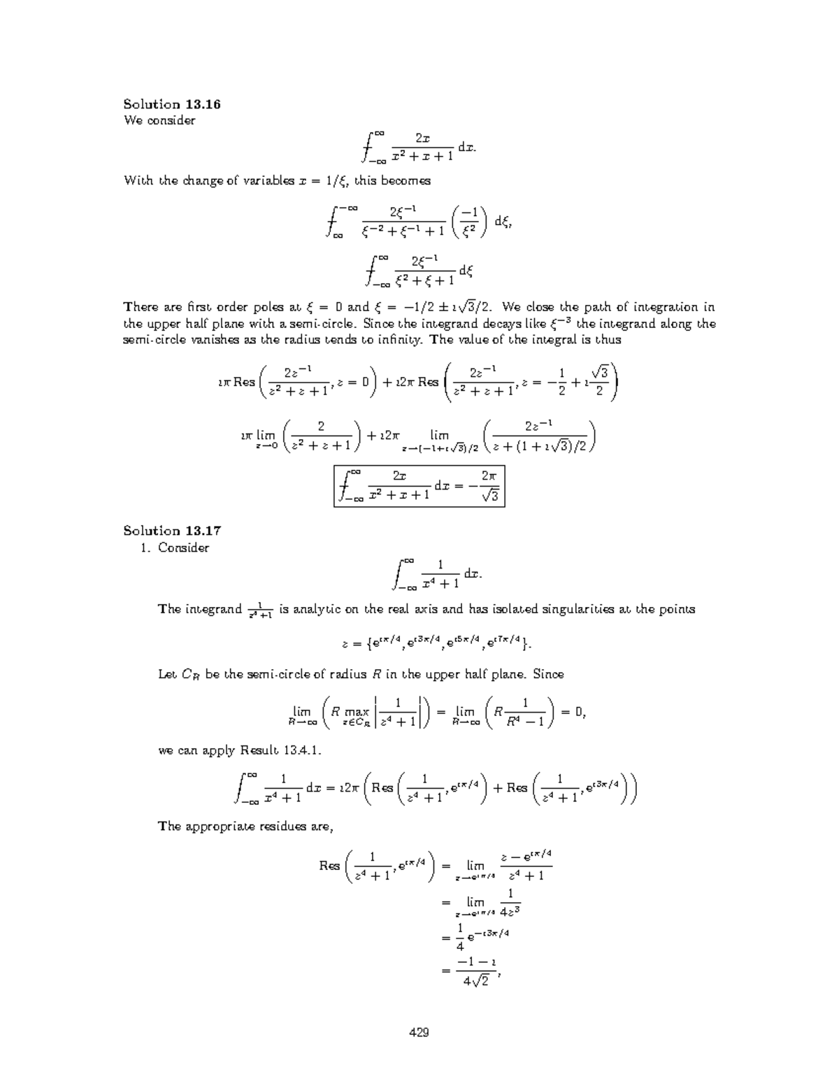 Ref MATH Adv Math Methods Sean Mauch-113 - Solution 13. We consider − ∫ ...