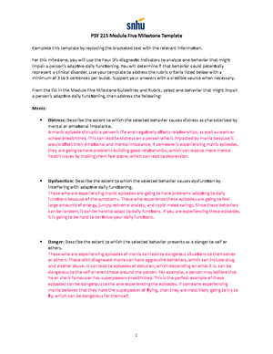 PSY 215 Module Eight Activity Template - PSY 215 Module Eight Activity Template Emily Boynton ...
