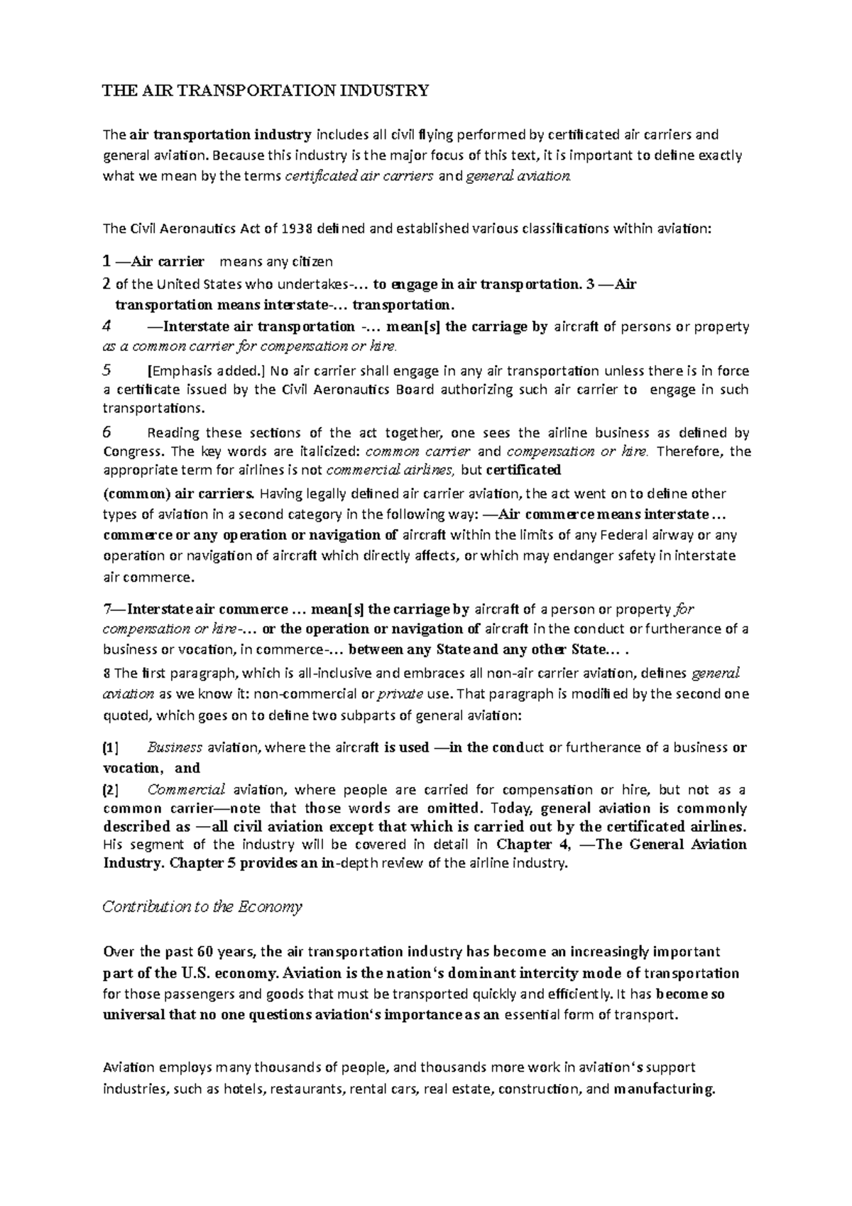 THE AIR Transportation Industry - THE AIR TRANSPORTATION INDUSTRY The ...