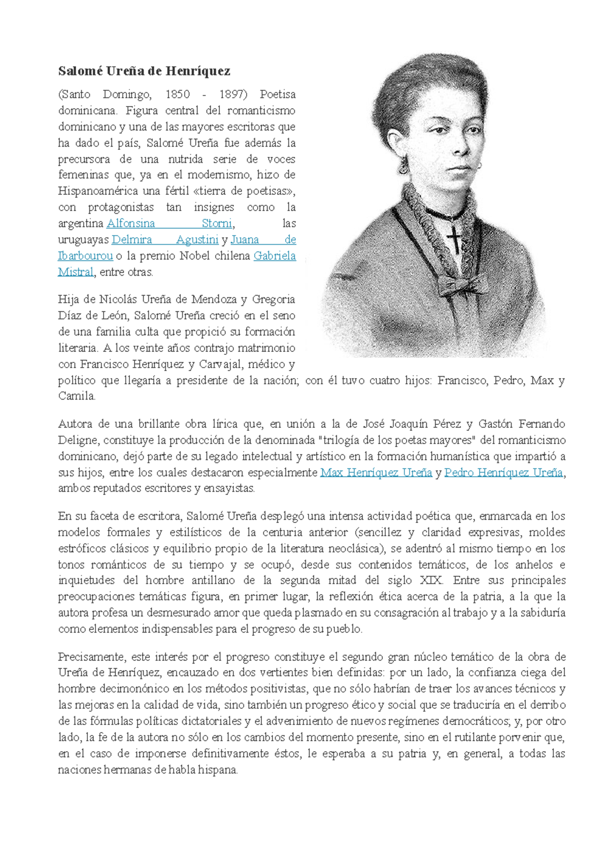 Salomé Ureña de Henríquez - Salomé Ureña de Henríquez (Santo Domingo ...