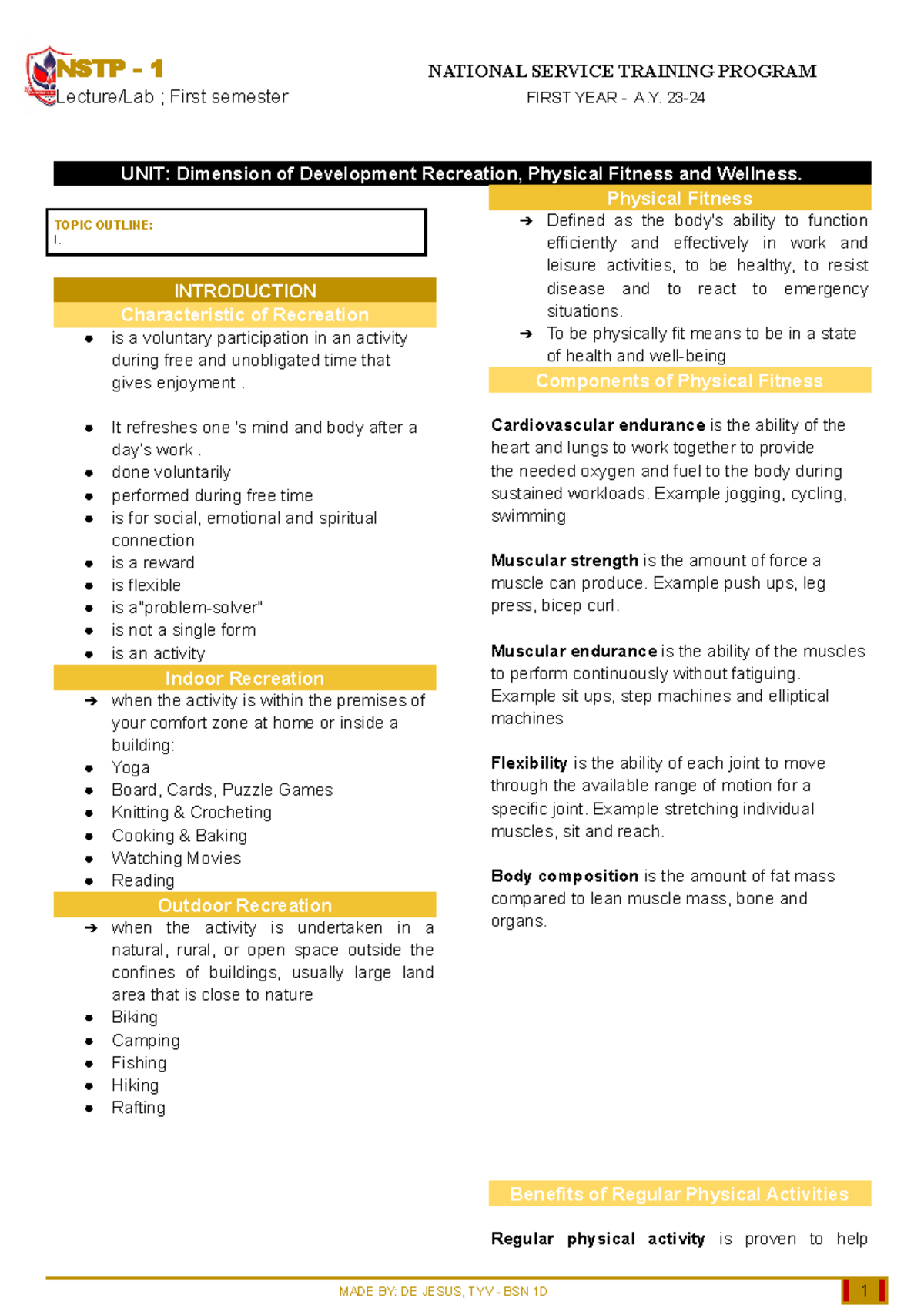 NSTP 1 Dimension of Development - Transes - NSTP - 1 NATIONAL SERVICE ...