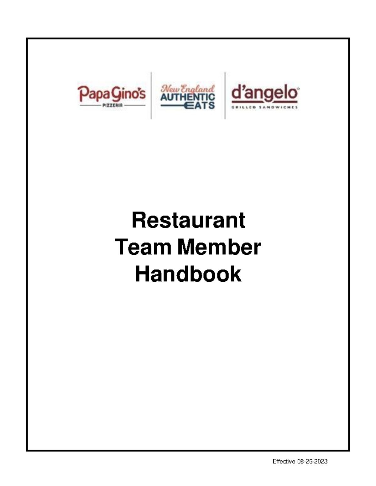 Restaurant Handbook - ni8 - Restaurant Team Member Handbook Effective ...