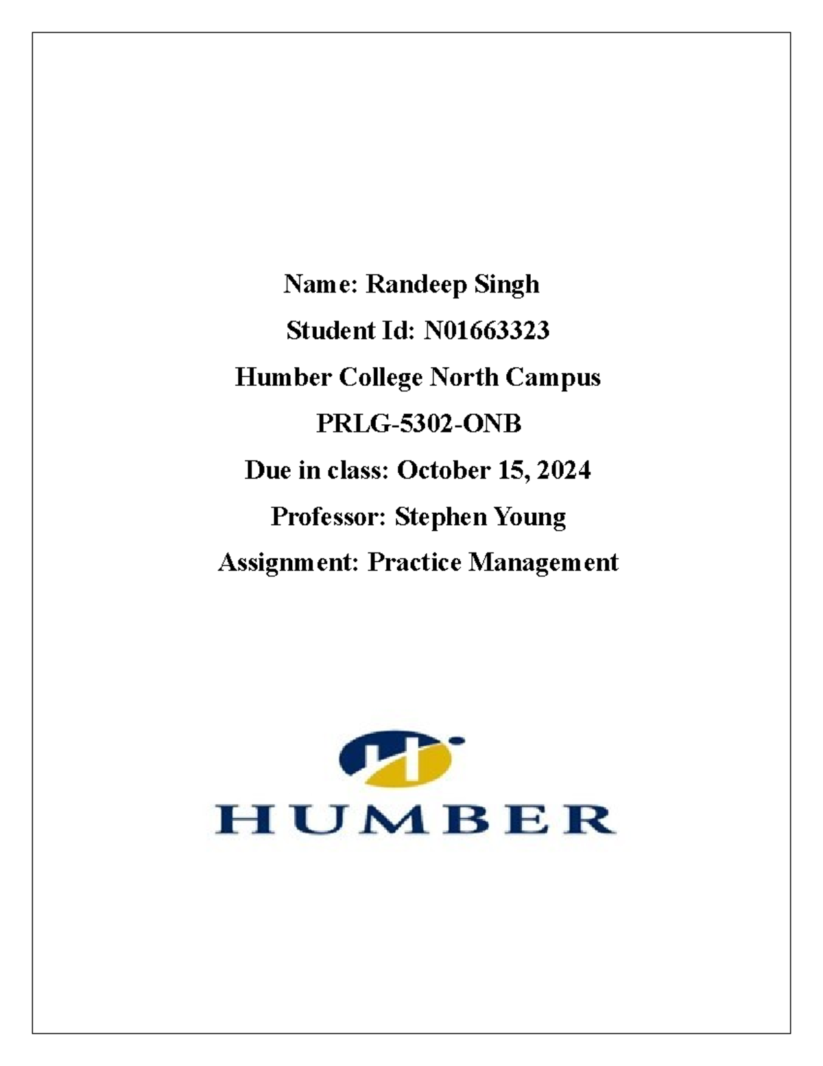 Paralegal interview assignment 2 - Name: Randeep Singh Student Id: N ...