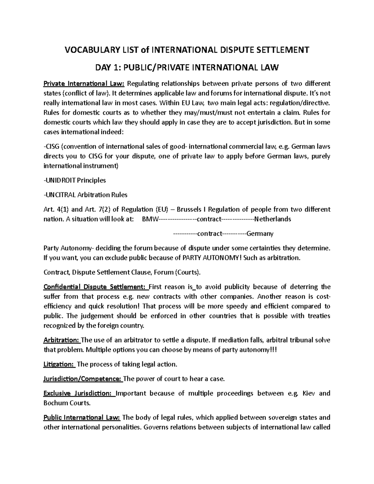 International Dispute Settlement - VOCABULARY LIST of INTERNATIONAL ...