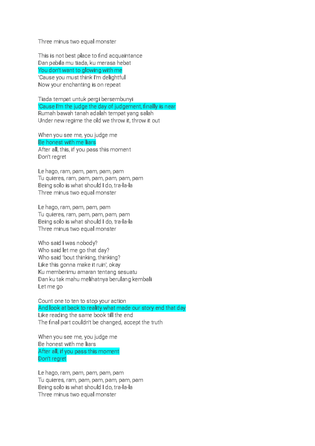 Three minus two equal monster - Three minus two equal monster Three ...