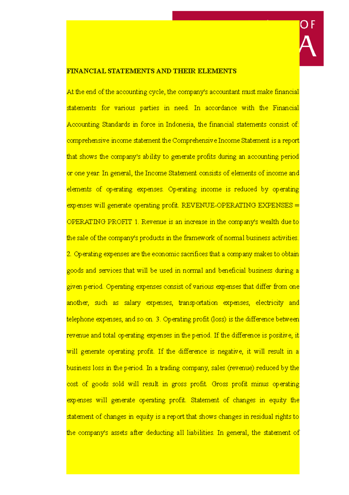 Study Documents Accounting - Financial Statements AND Their Elements ...
