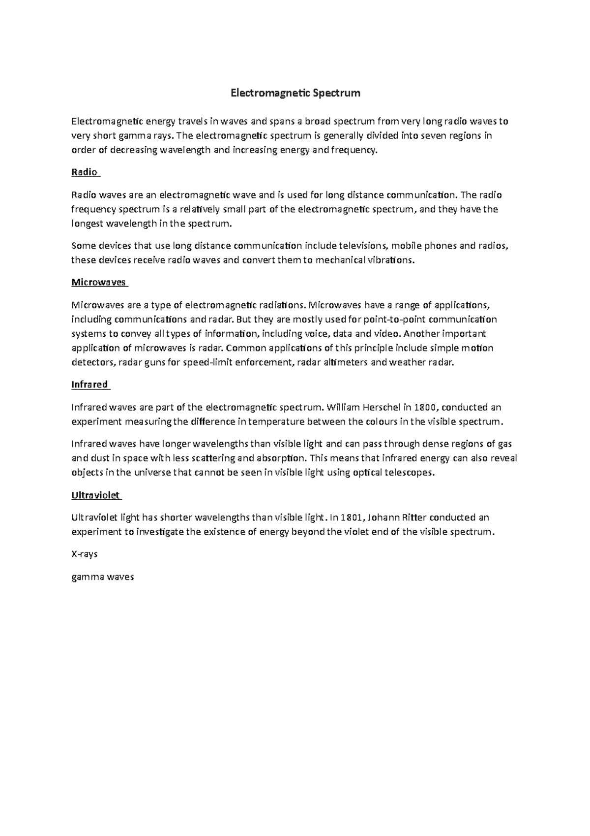 Electromagnetic Spectrum - Electromagnetic Spectrum Electromagnetic ...