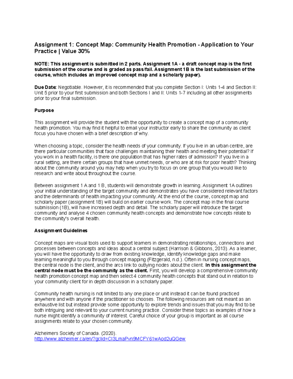 Assignment 1 nurs 434 - Assignment 1: Concept Map: Community Health ...