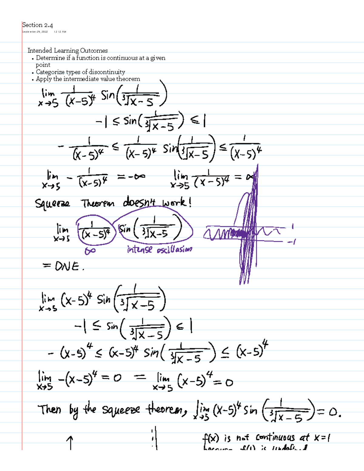 Section 2 - MATH 1500 - Intended Learning Outcomes Determine if a ...