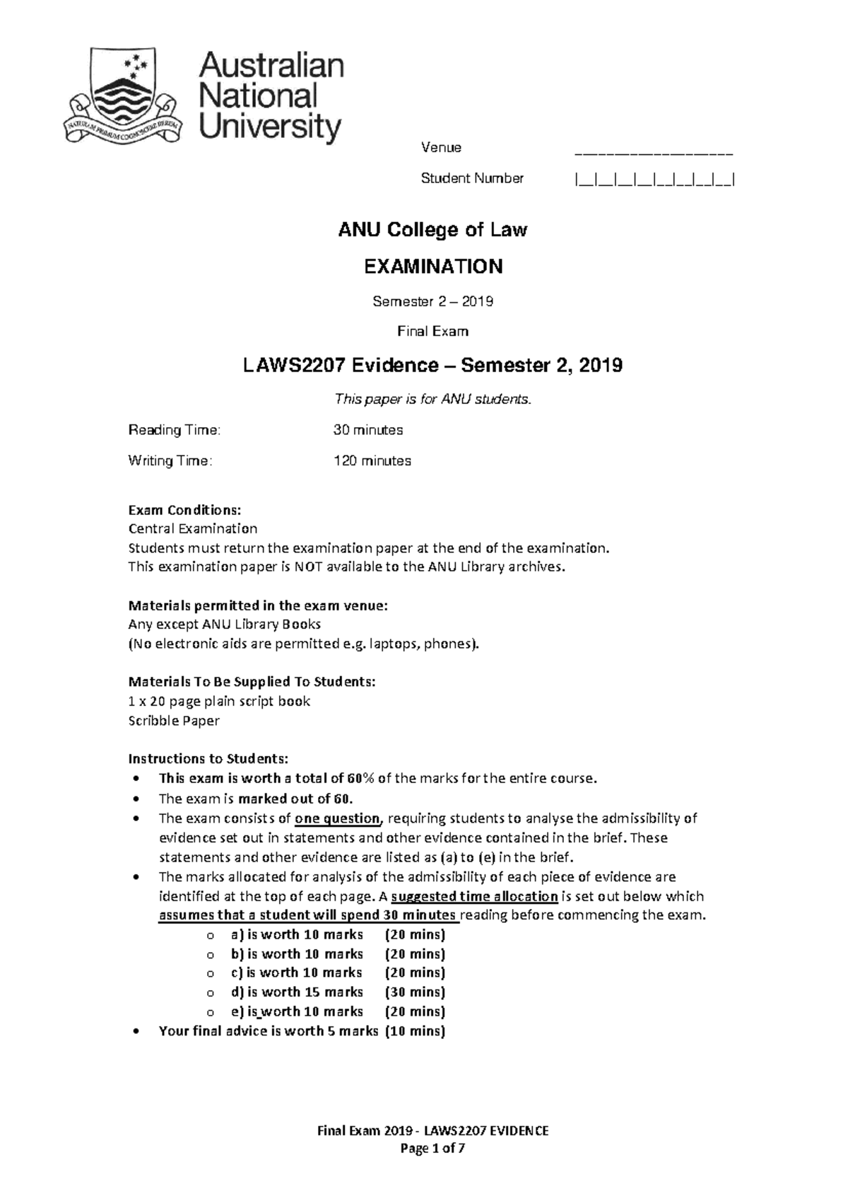 Final Exam 2019 Evidence Warning Tt Undefined Function 32 Warning Tt Undefined Function