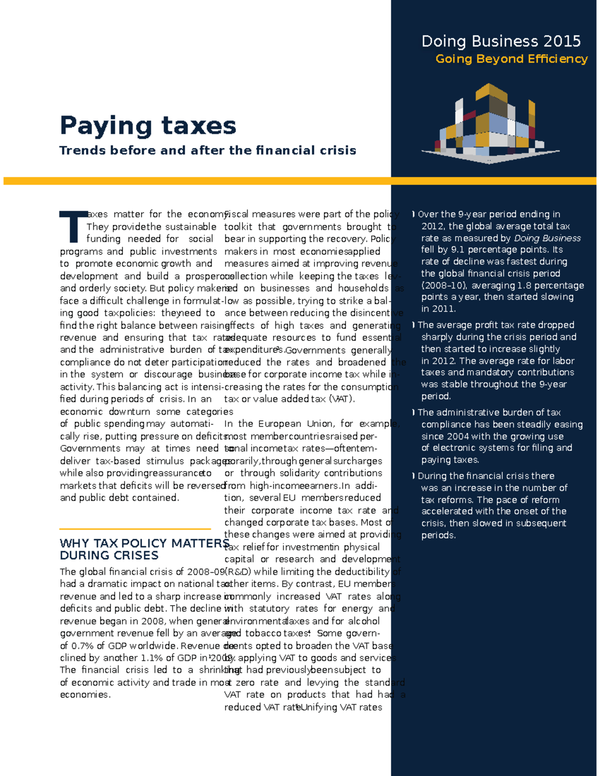 DB15 Case Study Paying Taxes - Doing Business 2015 Going Beyond ...