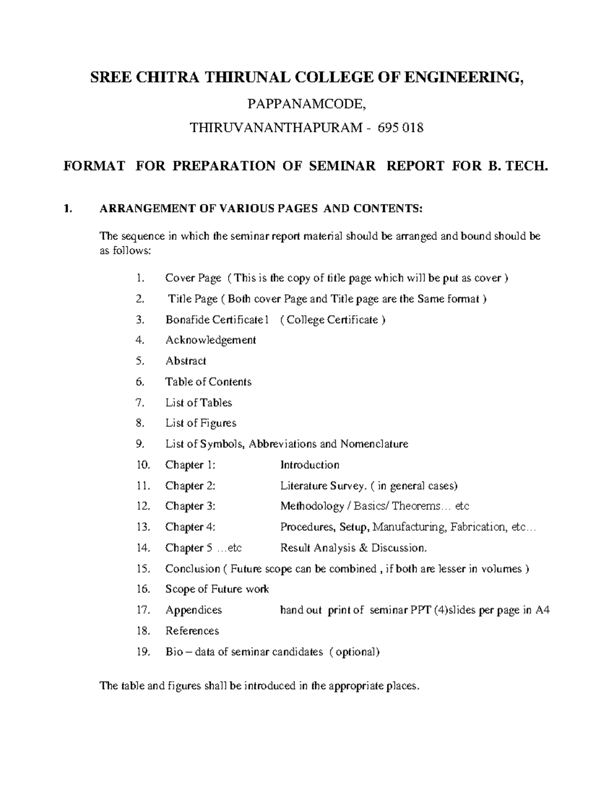 B.tech SCT Seminar format 2014-2015 - SREE CHITRA THIRUNAL COLLEGE OF ...