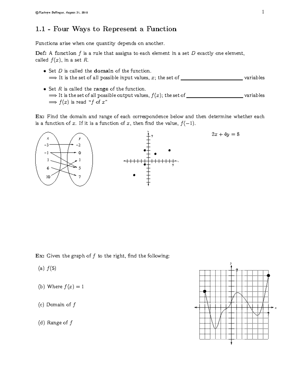 Four Ways to Represent a Function - 1 - Four Ways to Represent a ...