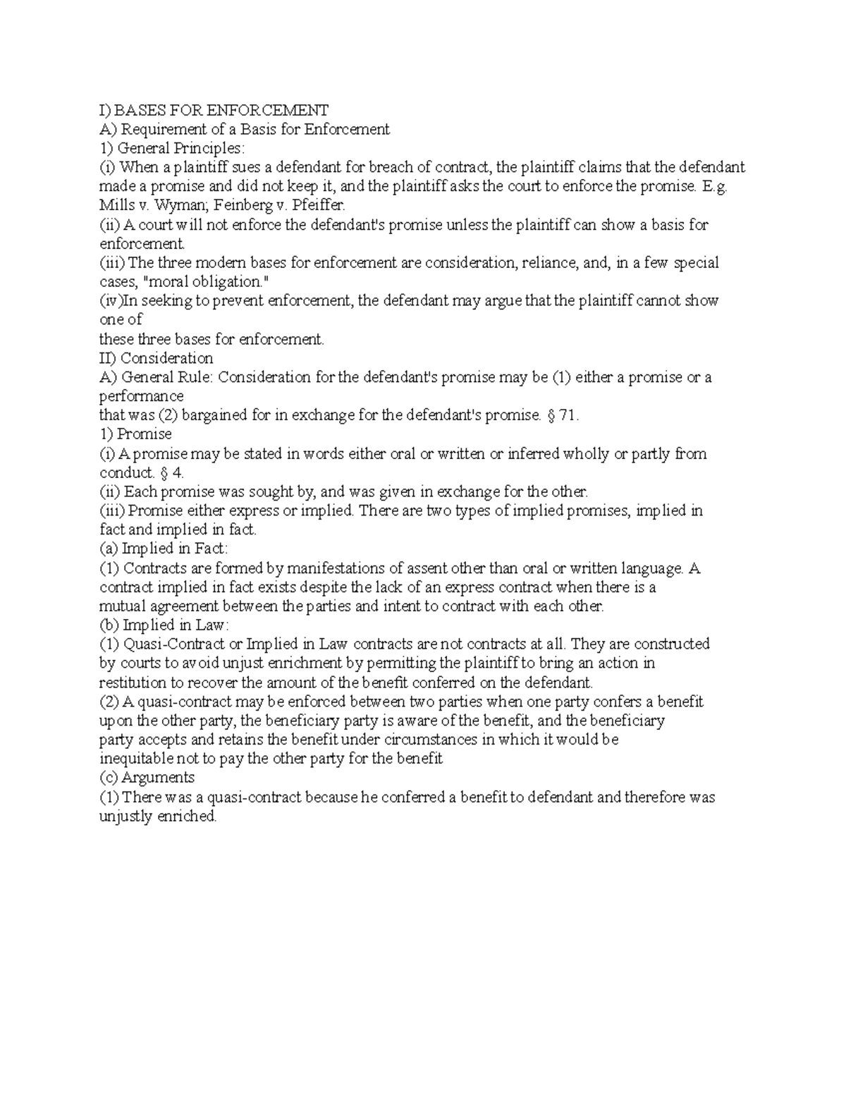 Contracts Upload - Contracs - I) BASES FOR ENFORCEMENT A) Requirement ...