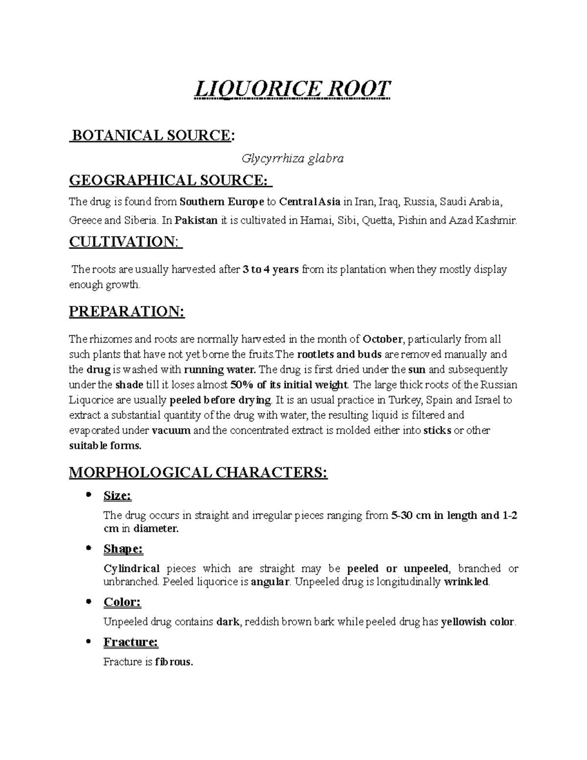 Liquorice Root - LIQUORICE ROOT BOTANICAL SOURCE: Glycyrrhiza glabra ...