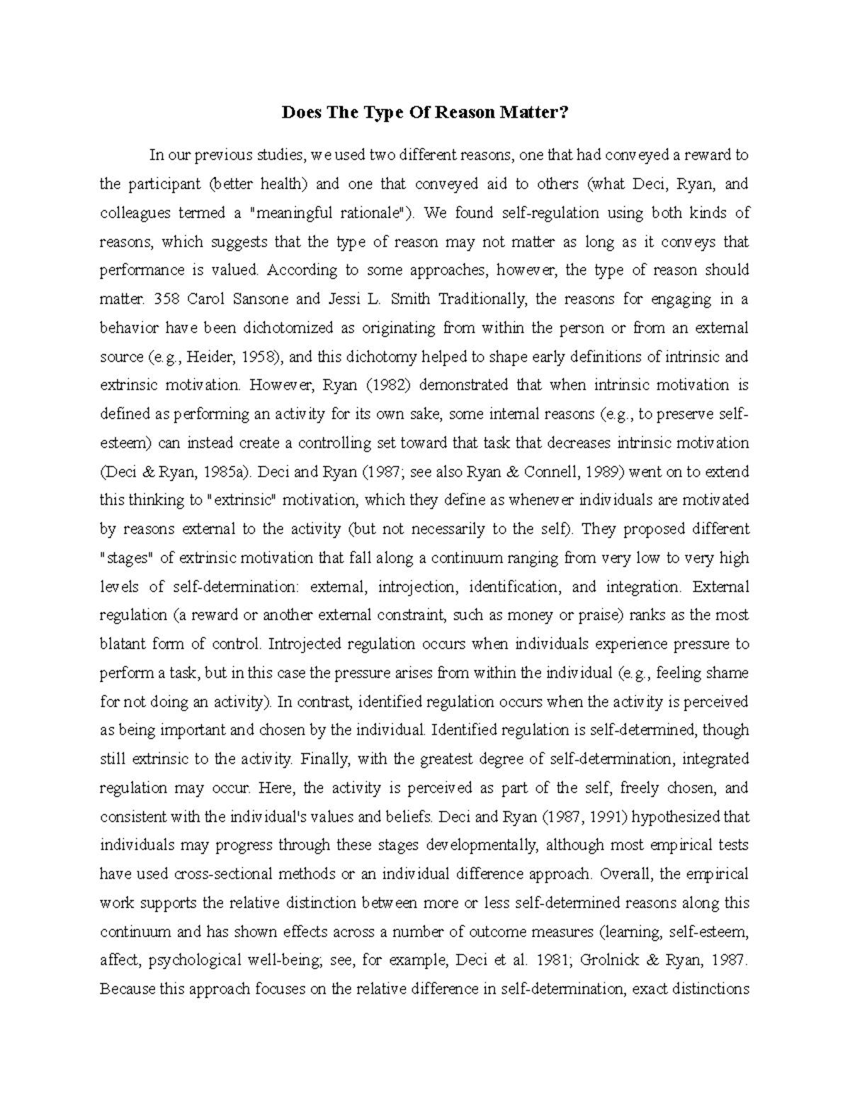 Does The Type Of Reason Matter - We found self-regulation using both ...