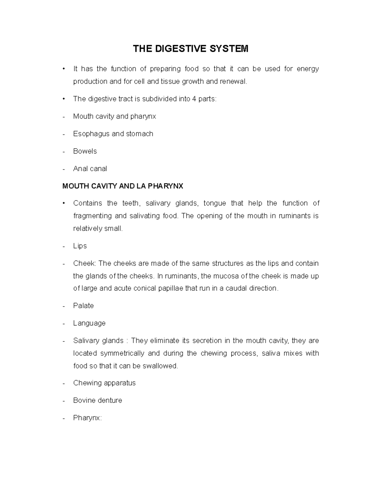 THE Digestive System - THE DIGESTIVE SYSTEM It has the function of ...