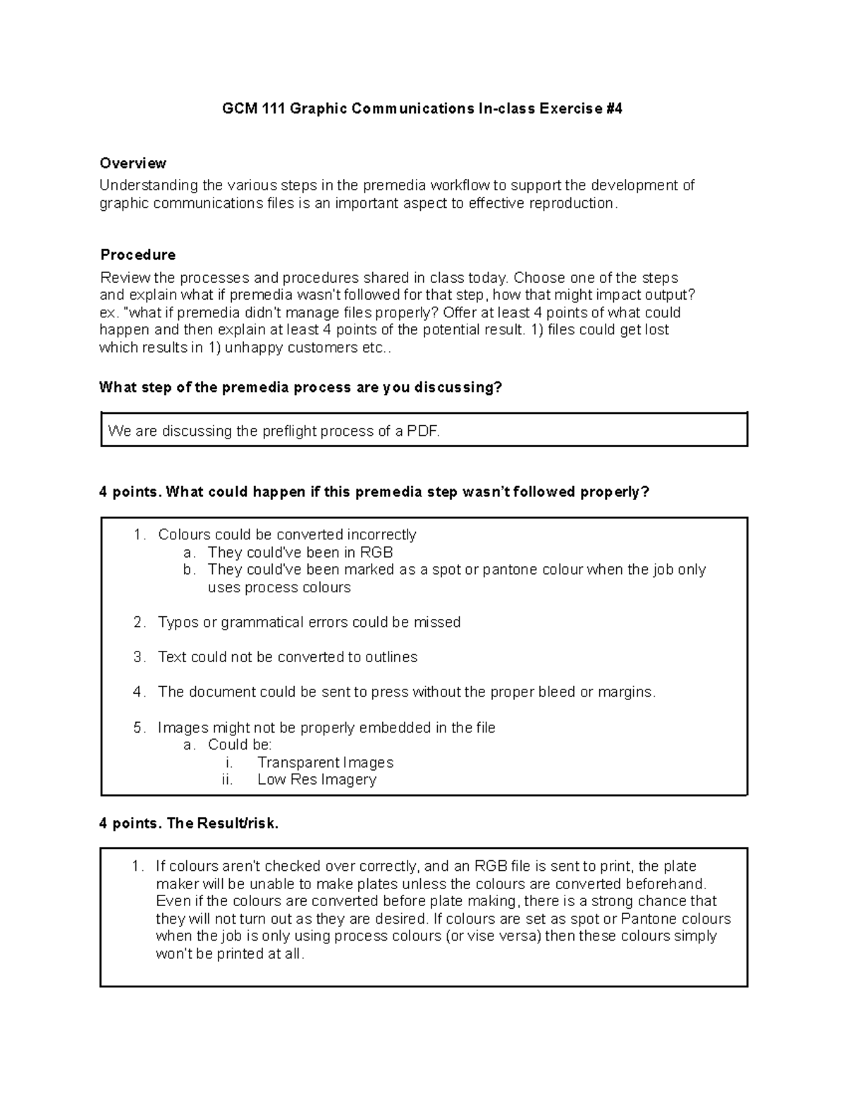 GCM 111 Graphic Communications In-class Exercise #4 - Procedure Review ...