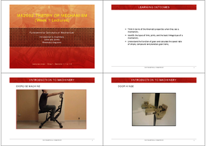 MA2002 Week 2 (Yeo) 1P -nil- I nt roduct ion t o Gears Gear Fundam ent als Cont act Geom et ry ...