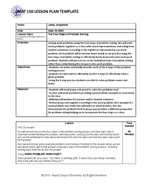 MAT-150 Lesson Plan Template - MAT-150 LESSON PLAN TEMPLATE Name ...