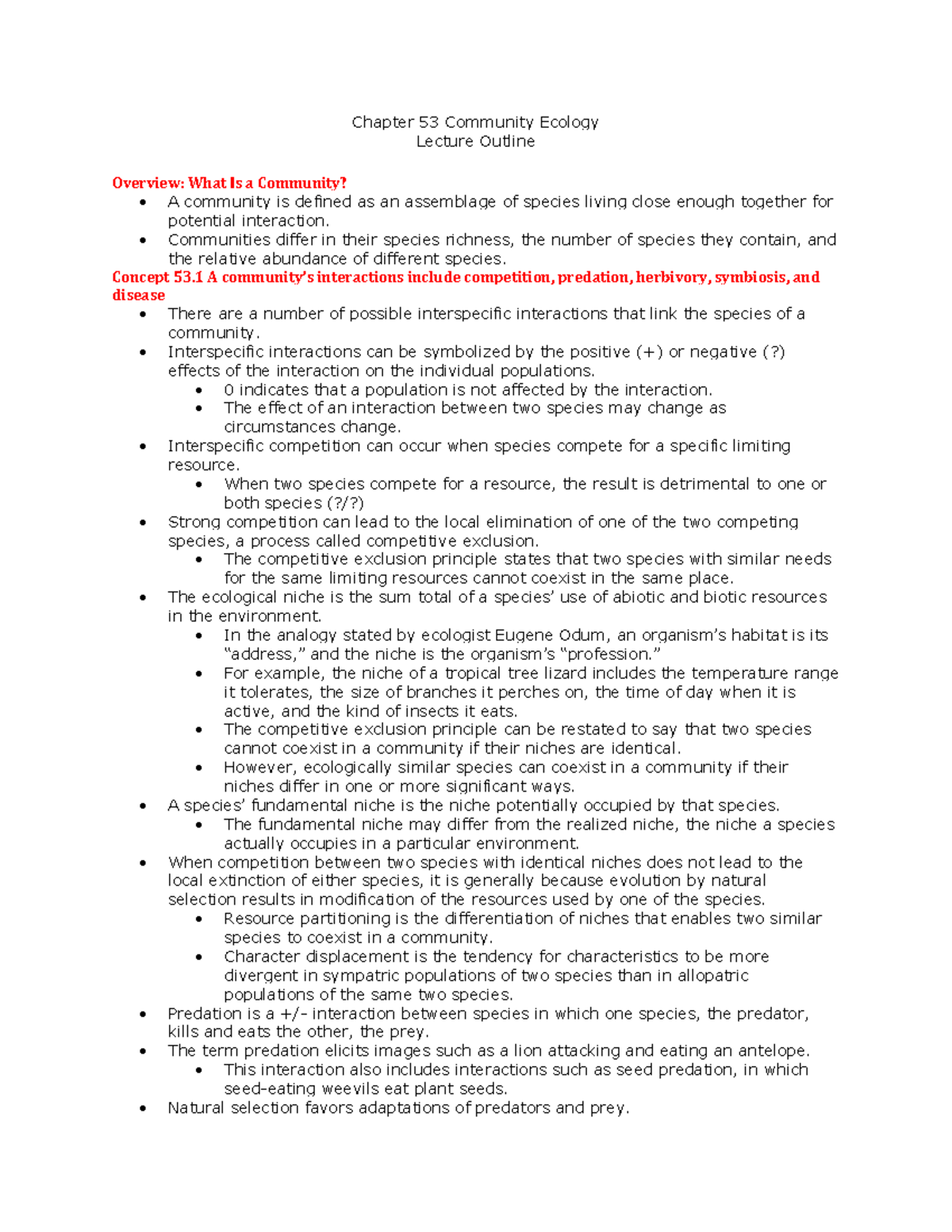 Biology Chapter 53 - Community Ecology - Chapter 53 Community Ecology ...