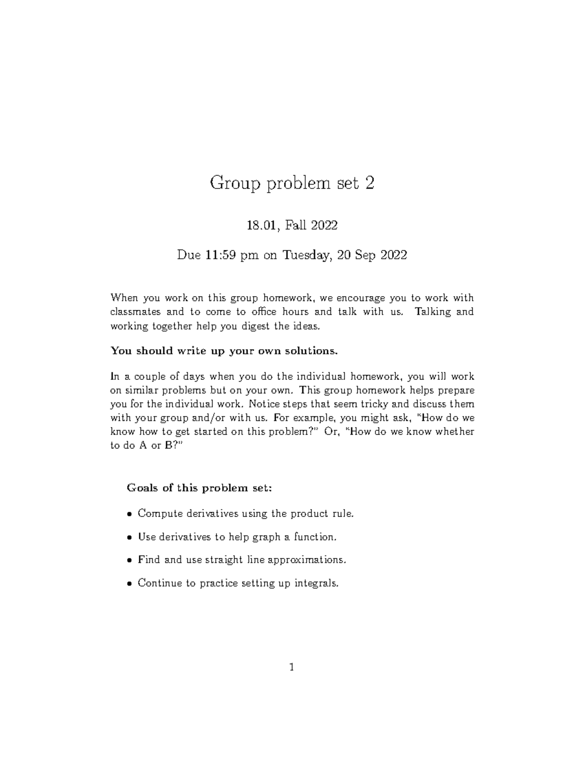Group-hw2 - homework - Group problem set 2 18, Fall 2022 Due 11:59 pm on Tuesday, 20 Sep 2022 ...