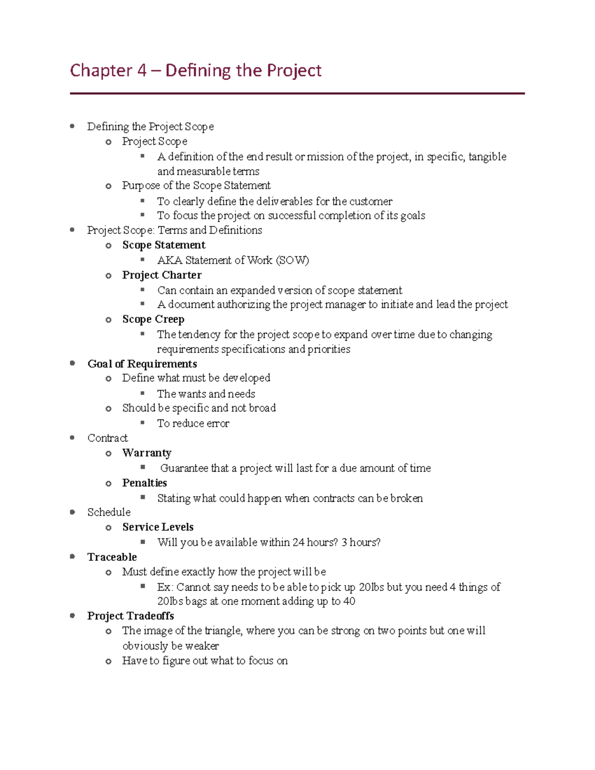 Chapter 4 - Defining the Project - Chapter 4 – Defining the Project ...